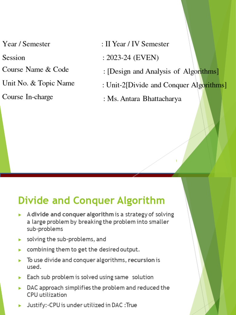 DAA Unit 2 Divide and Conquer | PDF