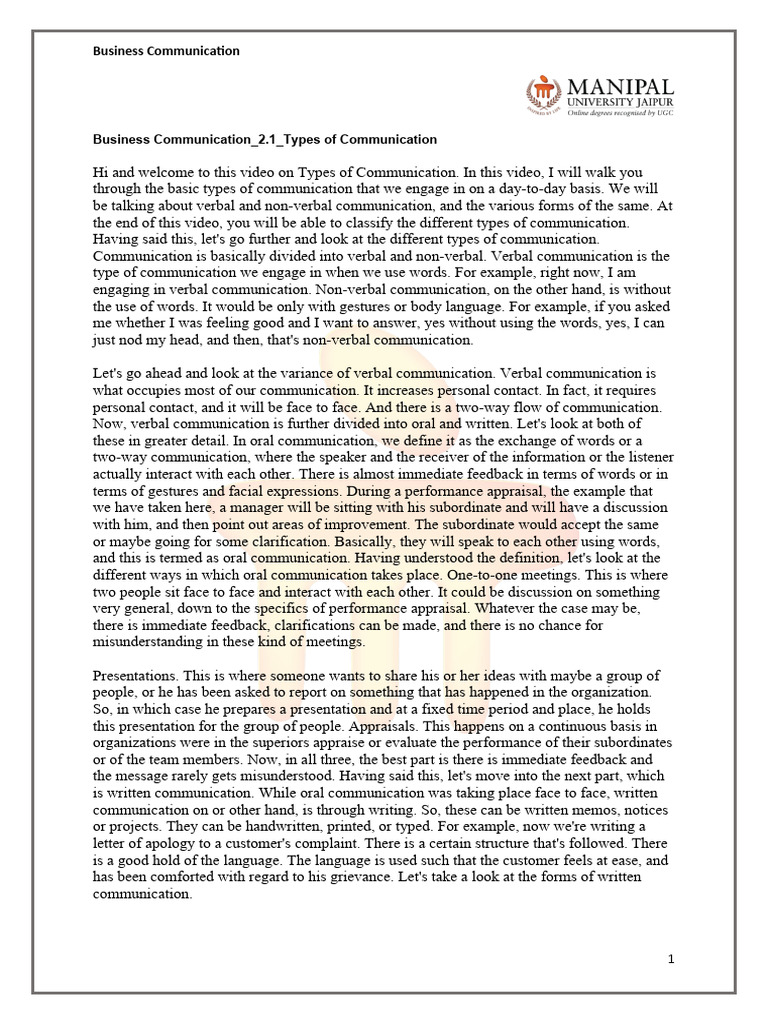 Business Communication - Unit 2 | PDF