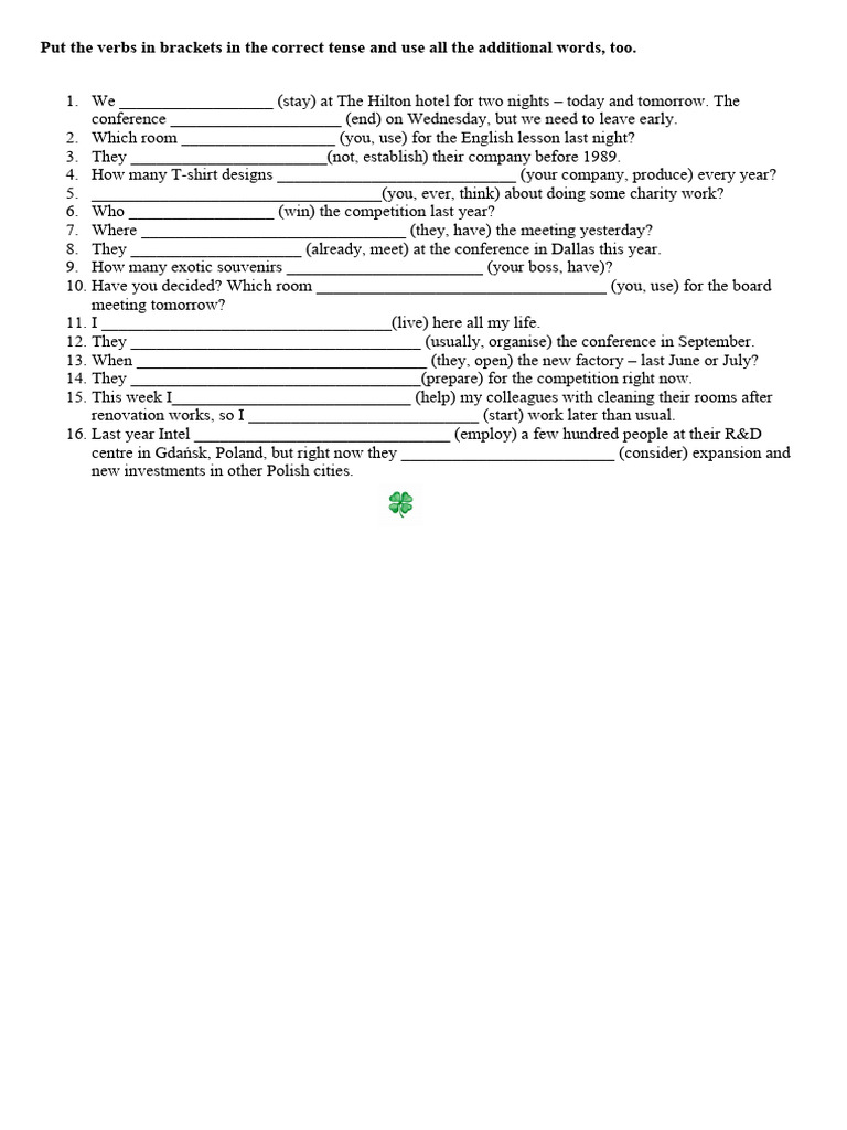 GRAMMAR Put The Verbs in Brackets in The Correct Tense | PDF