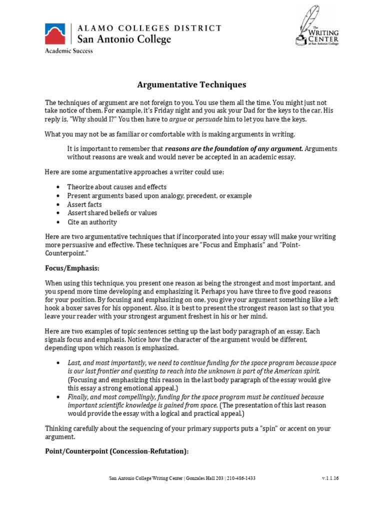 Effective Argumentative Techniques | PDF | Argument | Reason