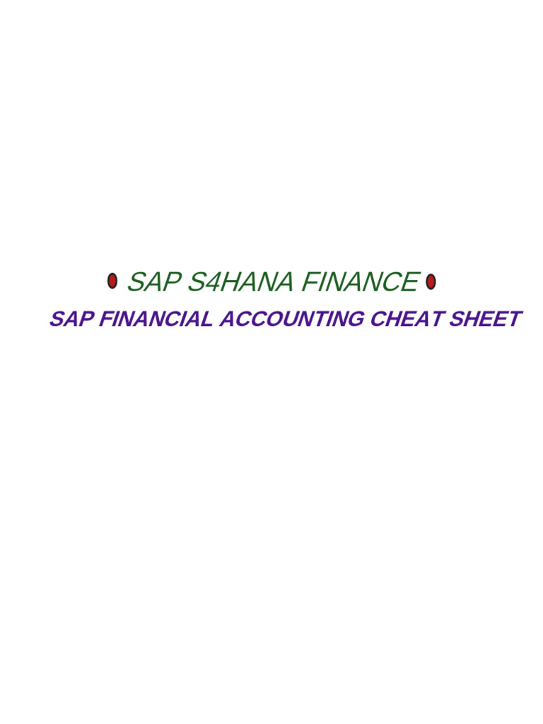 SAP Financial Accounting Cheat Sheet 1693956602 | PDF