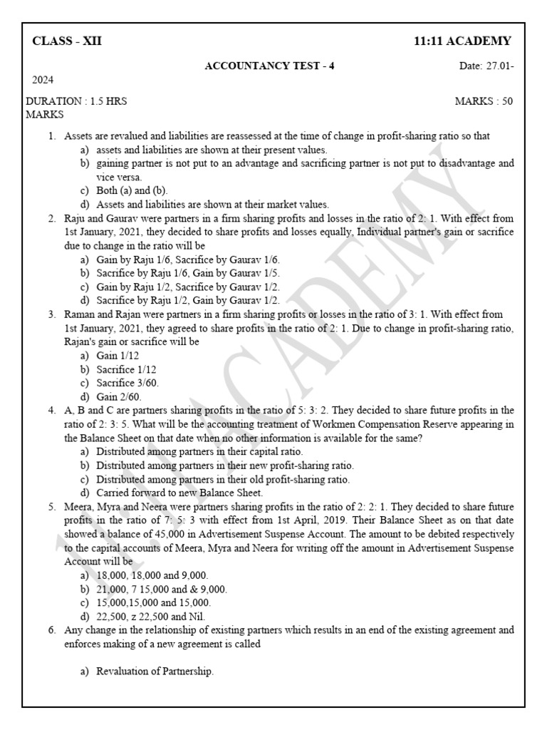 Acc Test 27th Jan | PDF