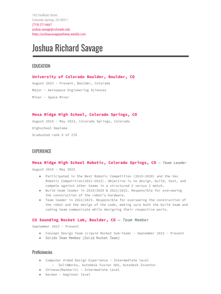 Resume - Joshua Savage | PDF