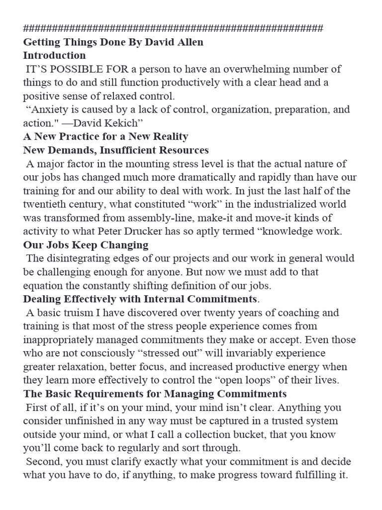 Getting Things Done: A Guide by Allen | PDF | Thought | Goal