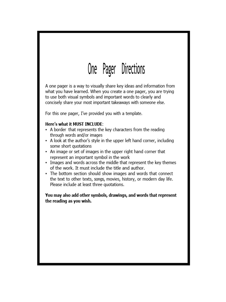 One Pager Guide for Students | PDF | Art