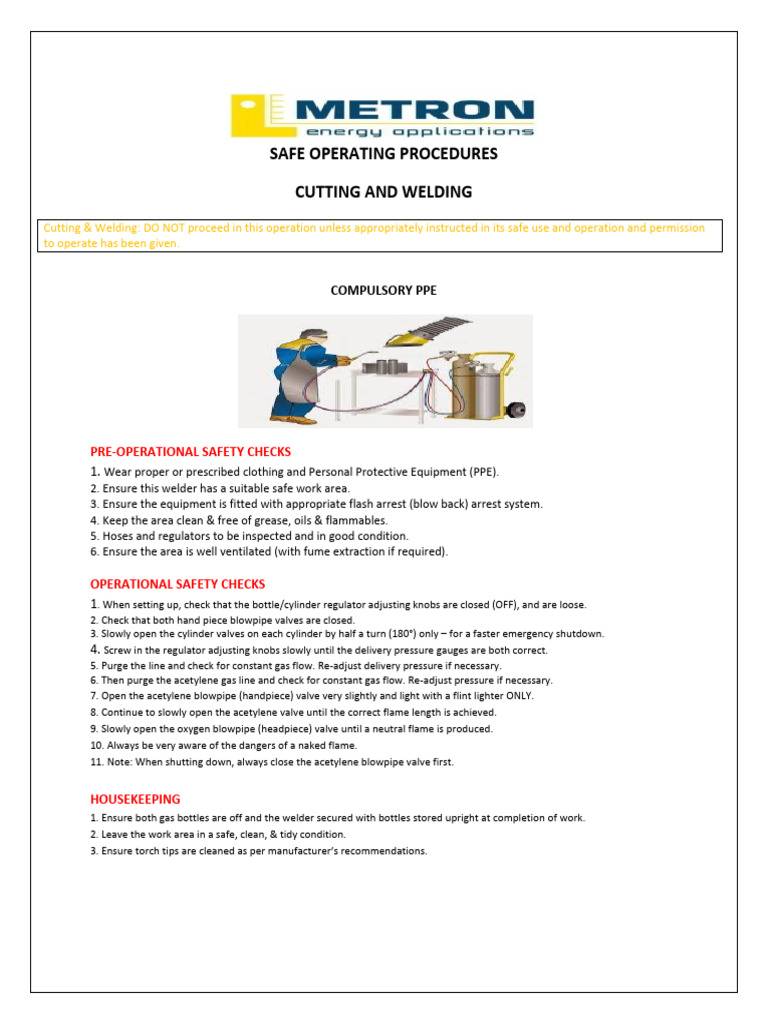01.metron UK - SOP For Welding and Cuting | PDF | Welding | Construction