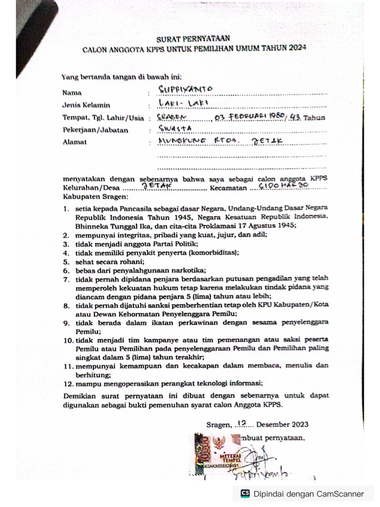 Mas Supri 2 Pernyataan Supri | PDF