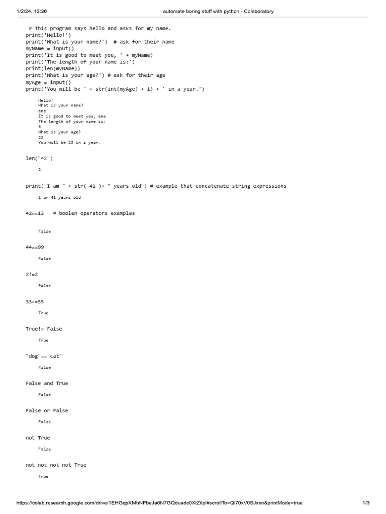 Automate Boring Stuff With Python - Colaboratory | PDF | Programming ... Automate Boring Stuff With Python - Colaboratory | PDF | Programming ...