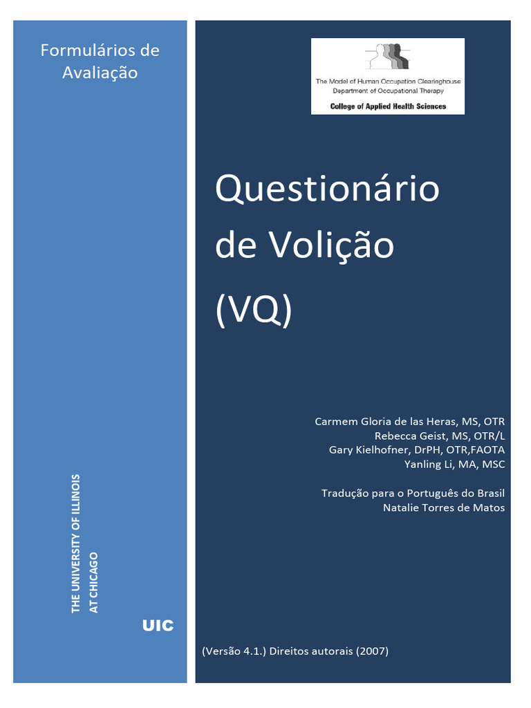 Questionário de Volição (VQ) | PDF | Comportamento | Vida