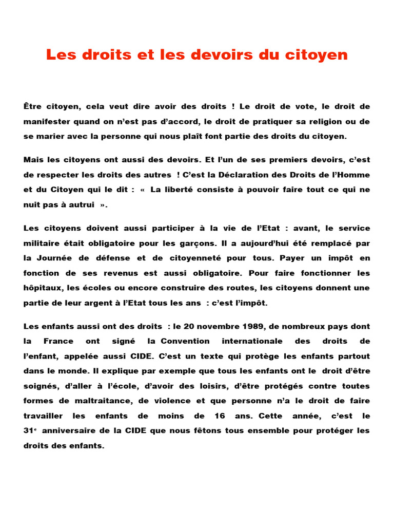 Droits et Devoirs du Citoyen | PDF | Sciences sociales