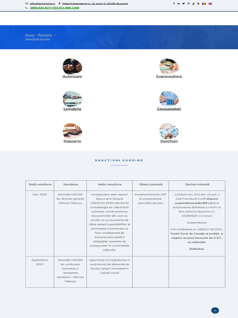 Istoric Sanctiuni EUROINS | PDF