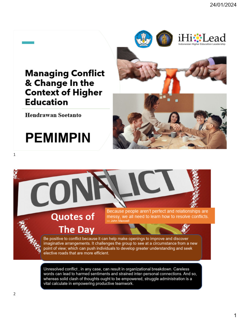 Managing Conflict & Change in The Context of HE-2024 | PDF | Leadership ...