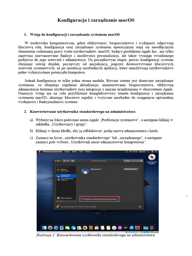 Konfiguracja - I - Zarządzanie - MacOS | PDF