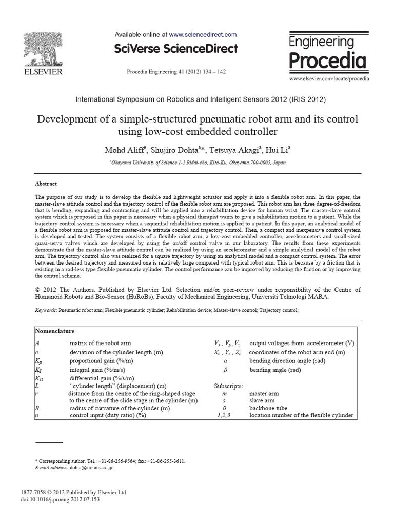 Design of A Simple Structured Pneumatic Robotic Arm | PDF | Actuator | Robot