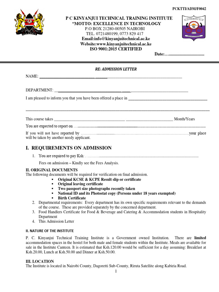 Admission Letter JAN-SEP | PDF