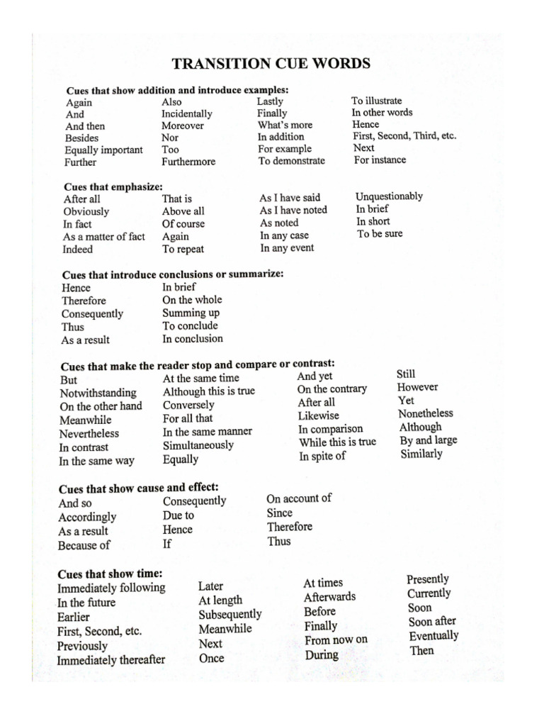 Transitional Words | PDF