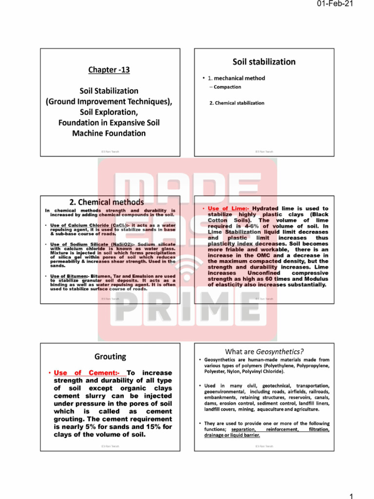 Chapter 13 Soil Stabilization Notes | PDF