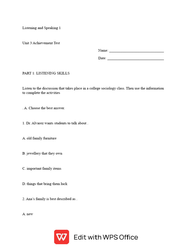 TOEFL Grade5 Unit 3... | PDF | Vocabulary