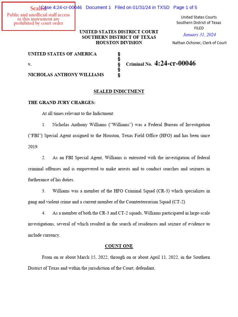 Williams Indictment | PDF