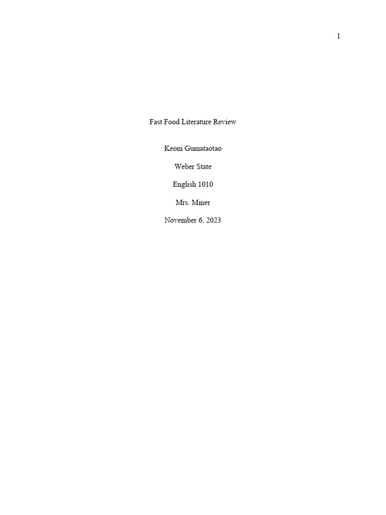 Apa 7th Template For Literate Review | PDF | Fast Food | Obesity