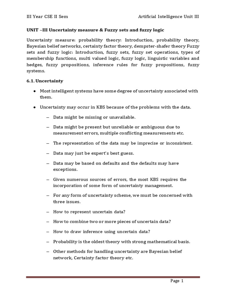 AI Unit-3 Part-2 | PDF | Bayesian Network | Fuzzy Logic