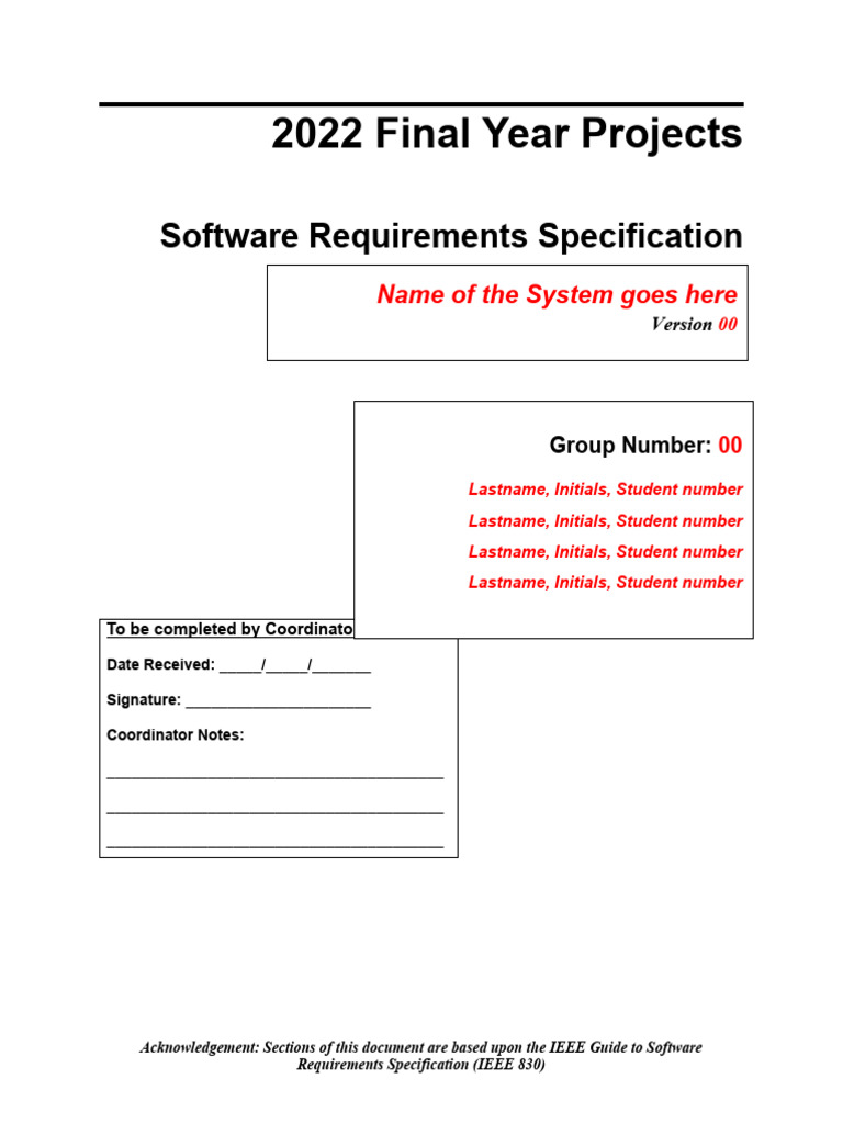 2022 SRS Template - Doc 0 | PDF