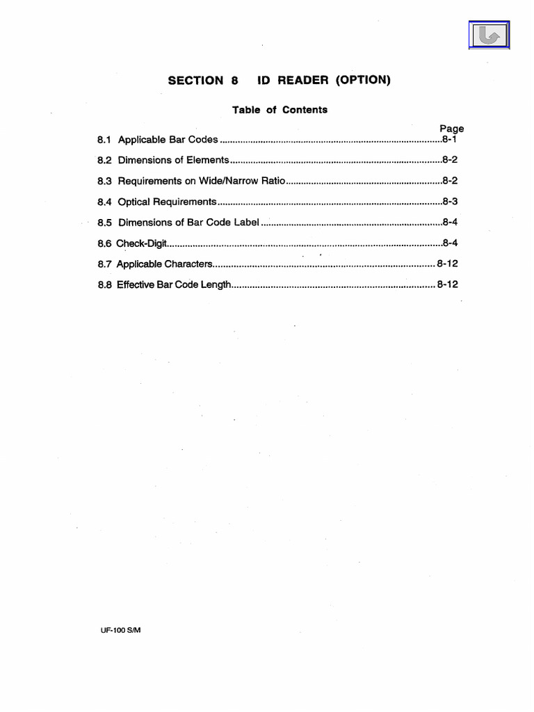 UF100 8 ID Reader | PDF