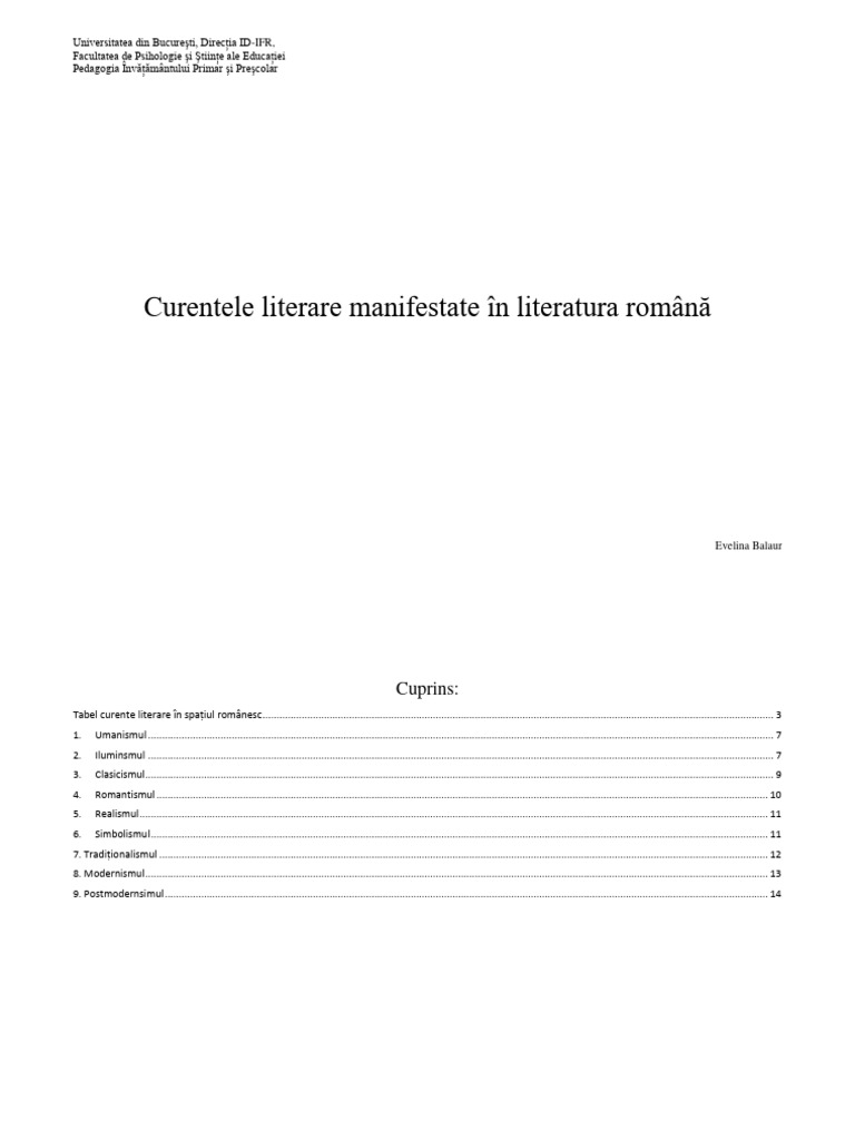 Curentele Literare Din Spatiul Romanesc | PDF
