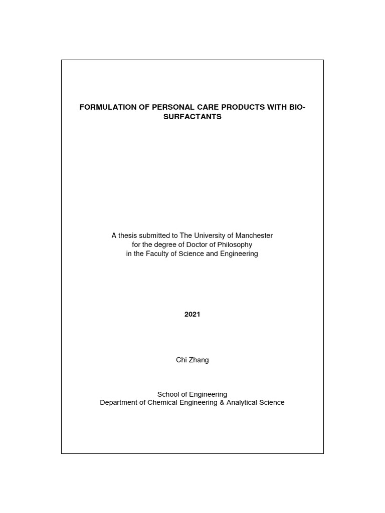 Formulation of Personal Care Products With Bio-Surfactants | PDF ...