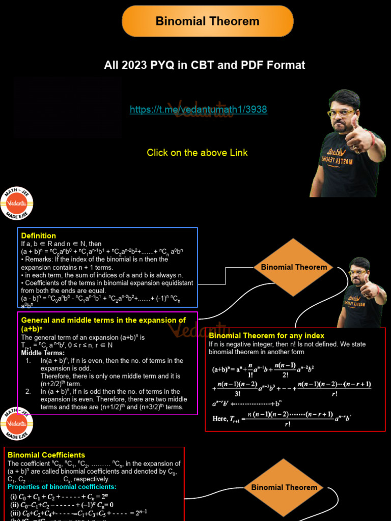 Binomial Theorem: All 2023 PYQ in CBT and PDF Format | PDF | Mathematical Objects | Arithmetic