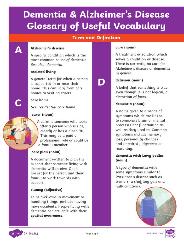Dementia and Alzheimer's Vocabulary Guide | PDF | Dementia | Alzheimer ...