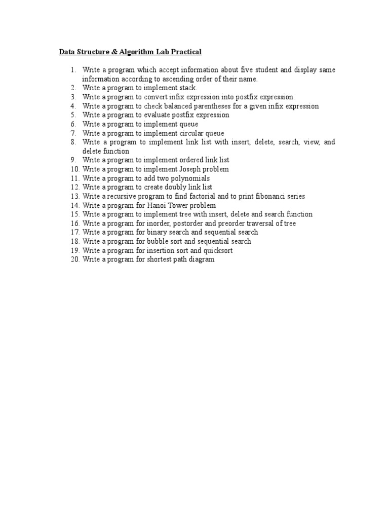 Data Structure Lab Practical Pdf Algorithms And Data Structures Theoretical Computer Science 6732