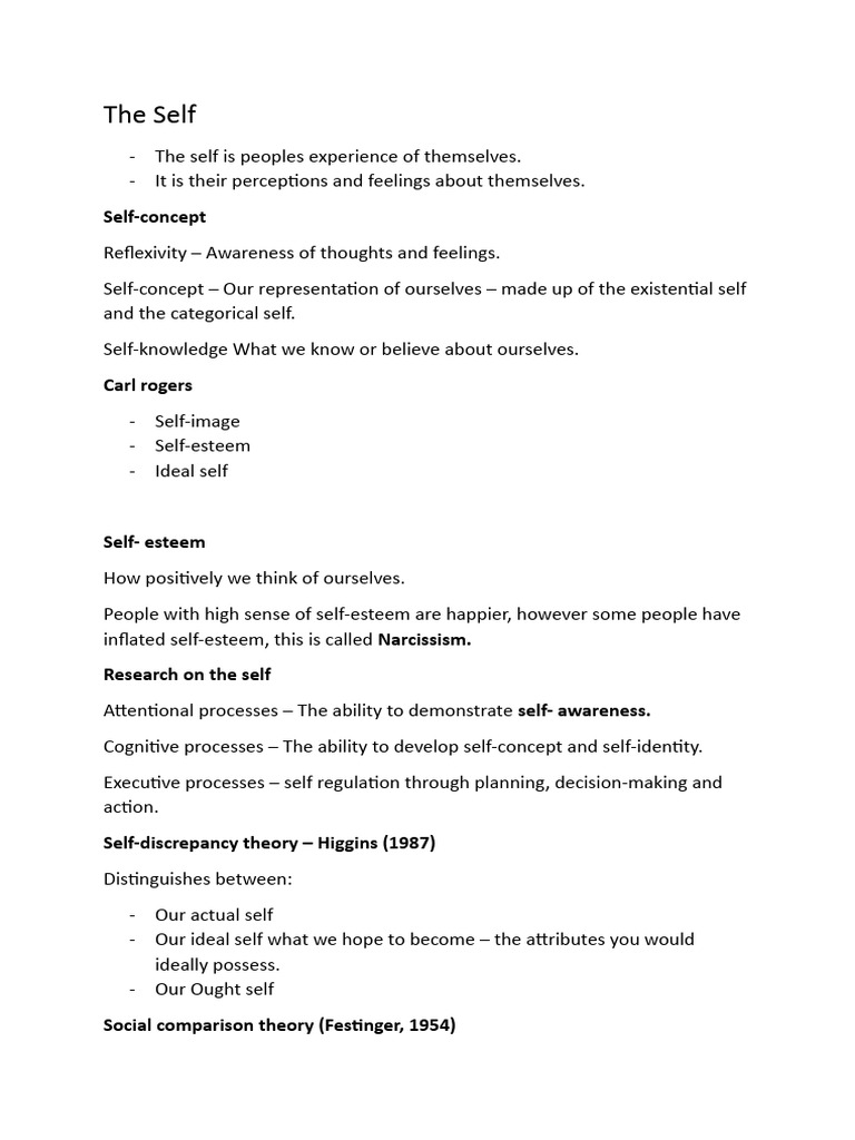Revision Notes | PDF | Self Concept | Self Esteem