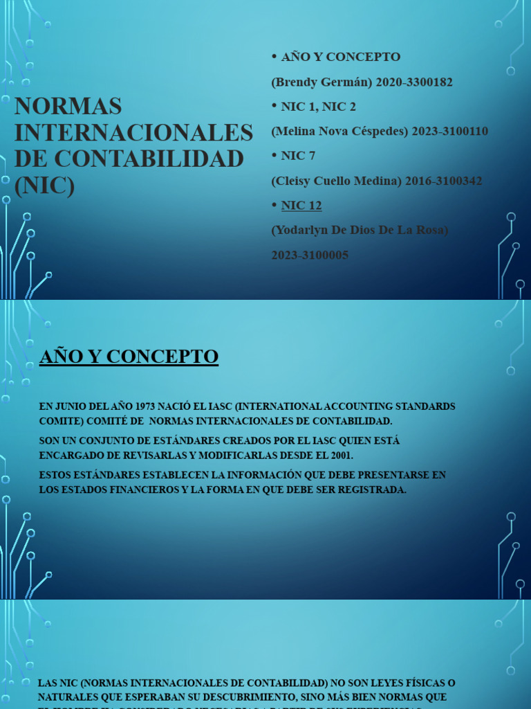 Normas Internacionales de Contabilidad (Nic) | PDF | normas ...