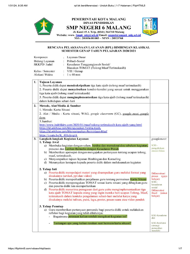 RPL BK Berdiferensiasi - Unduh Buku - 1-7 Halaman - FlipHTML5 | PDF