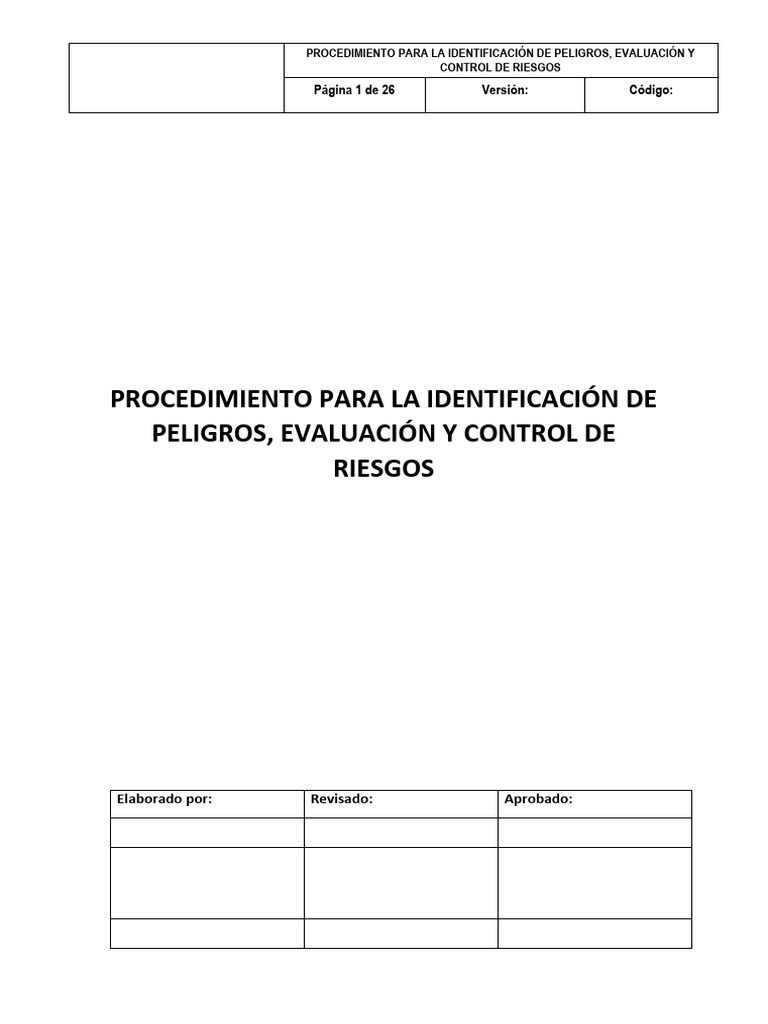 Procedimiento IPER | PDF | Riesgo | Evaluación de riesgos