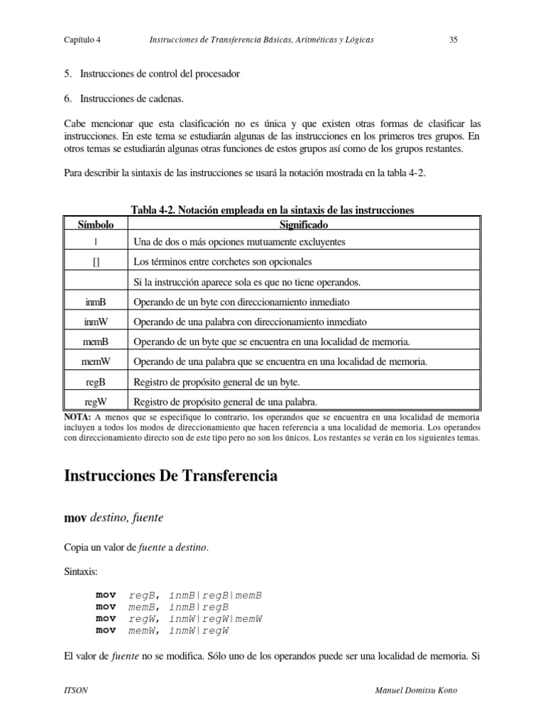 Instrucciones Aritméticas | PDF
