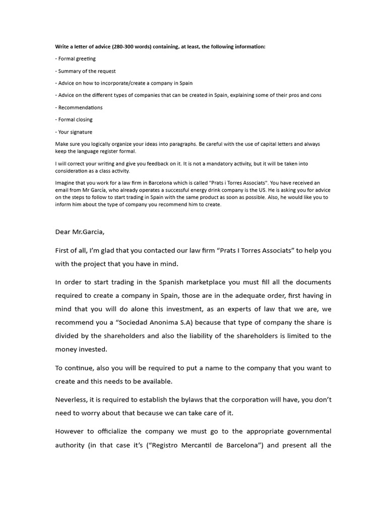 A Letter of Advice | PDF