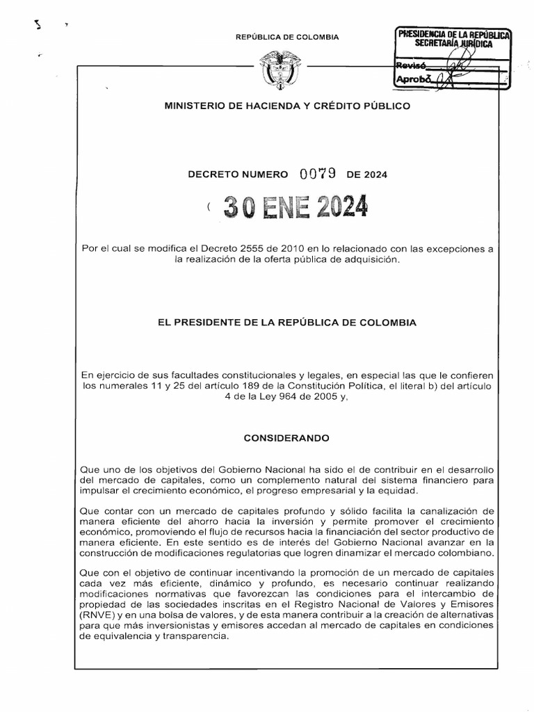 Decreto 0079 Del 30 de Enero de 2024 | PDF