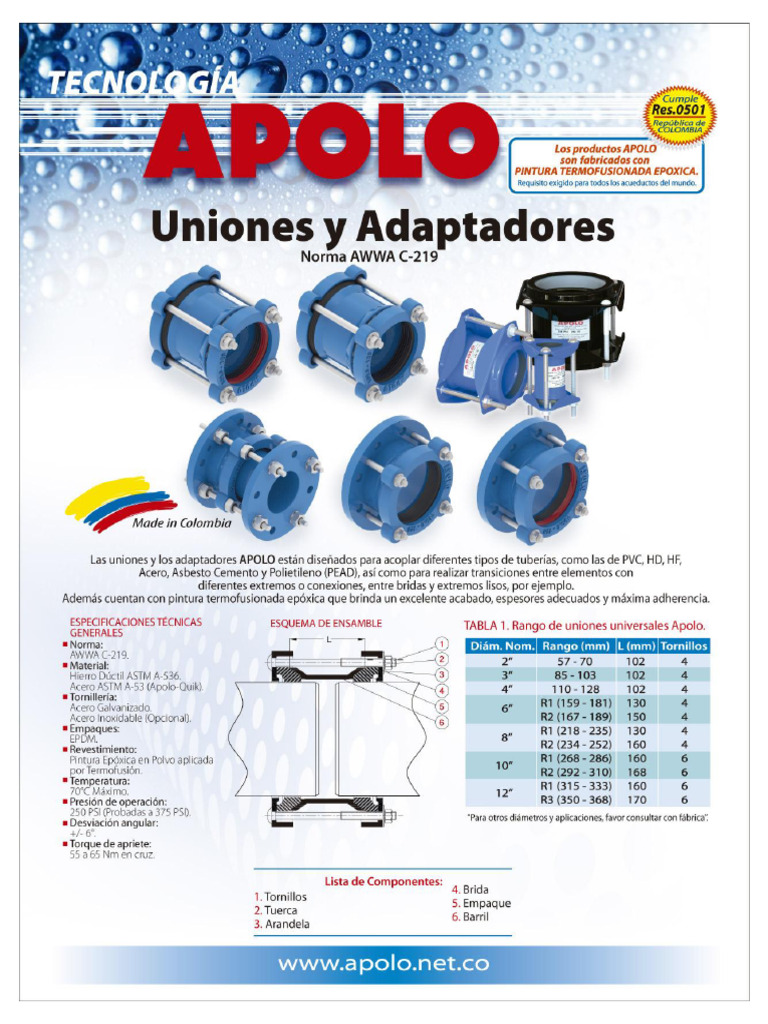 25.28 Ficha Tecnica Acople Universal - Dresser - Brida Por Acople Apolo | PDF