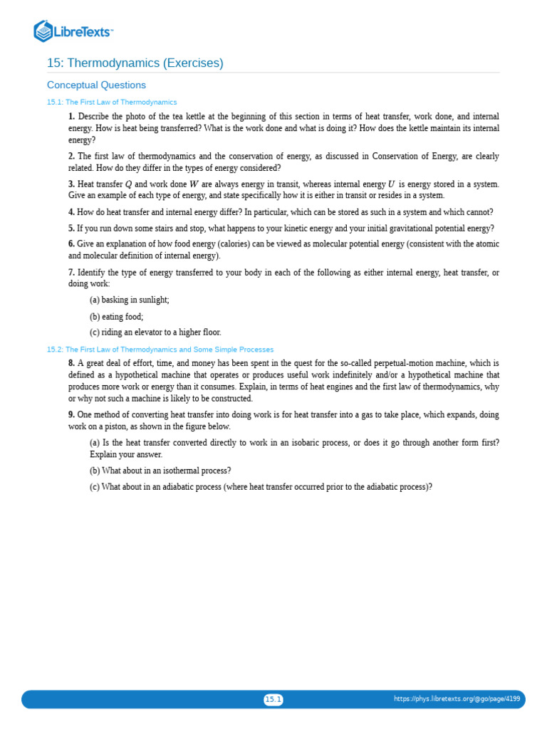 15 Thermodynamics (Exercises) | PDF