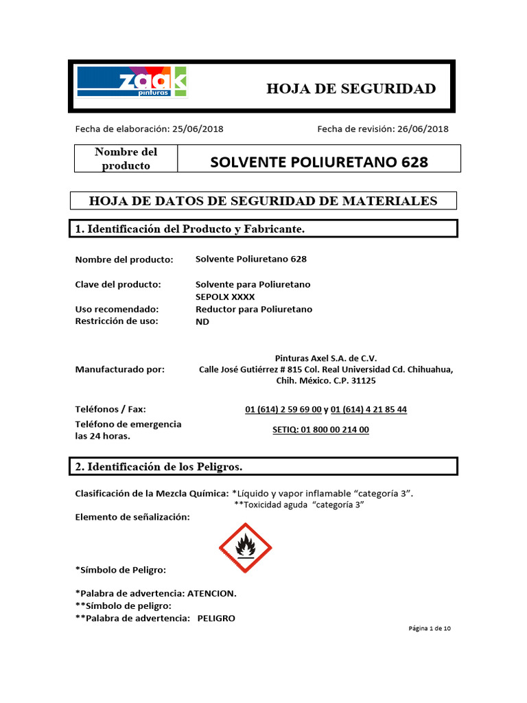 Solvente Poliuretano 628 | PDF