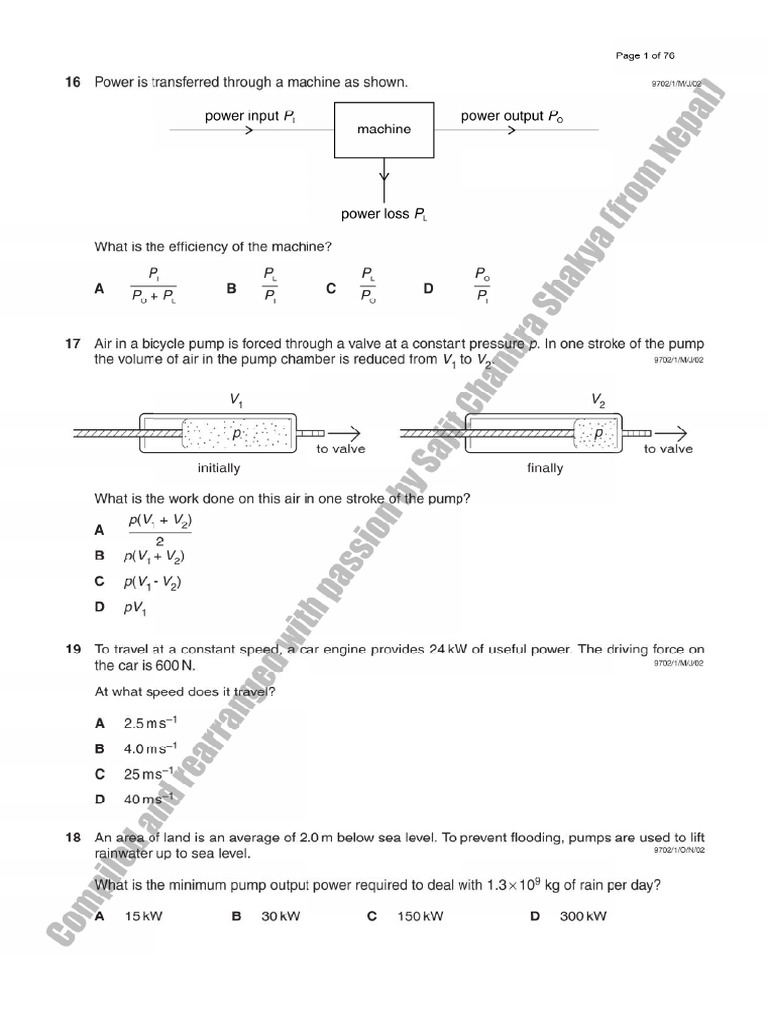 9702 p1 06 Work Energy Power Till MJ 2019 | PDF
