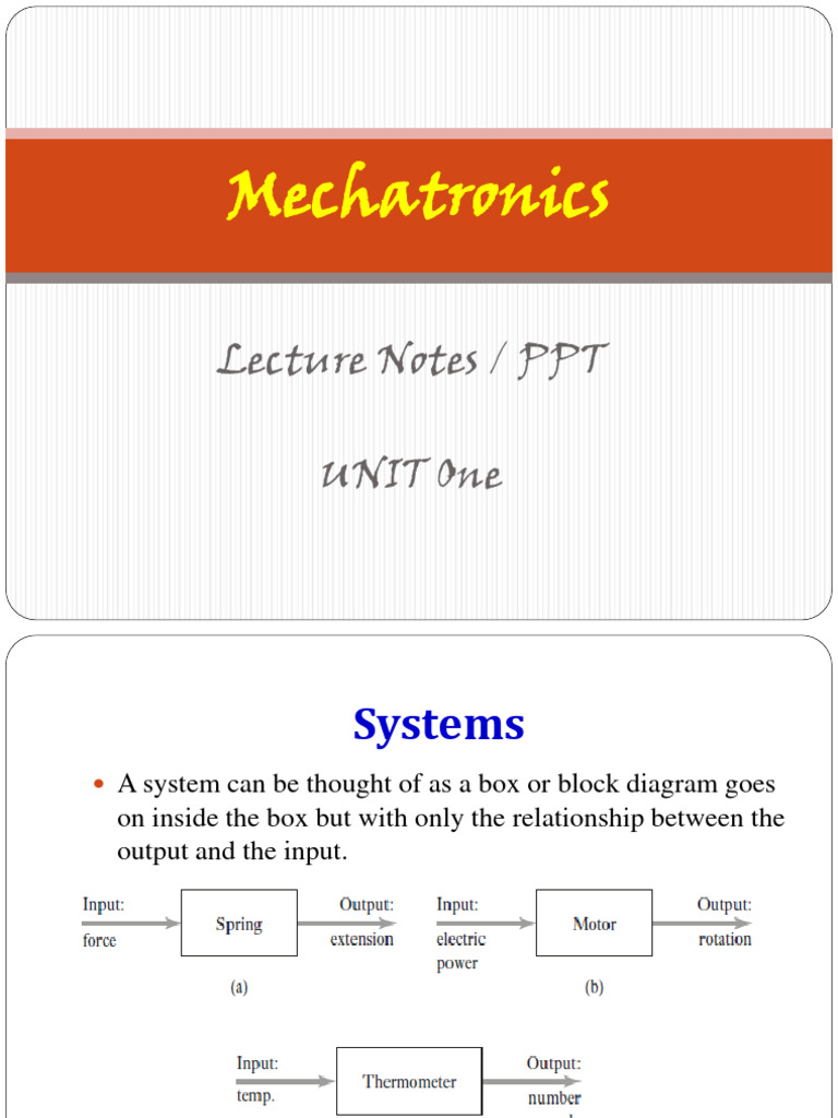 Mechatronics (2021) Unit I-2 | PDF
