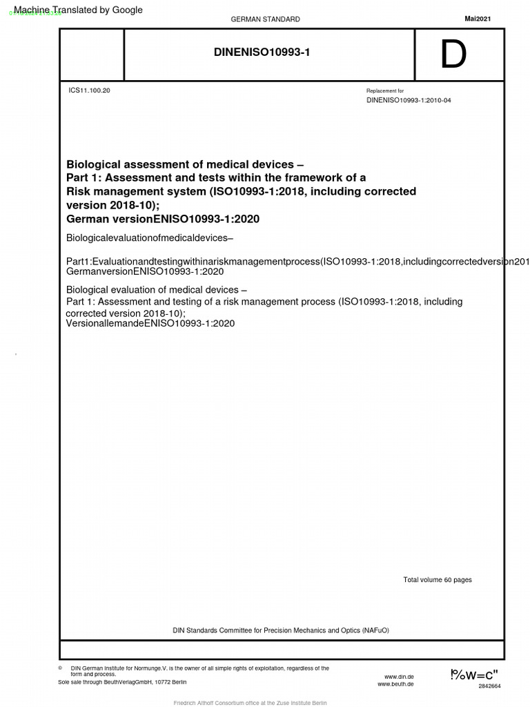 Din en Iso 10993-1 en | PDF