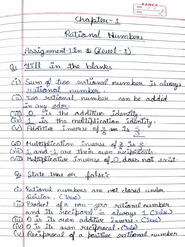 ch-1 Rational Number | PDF
