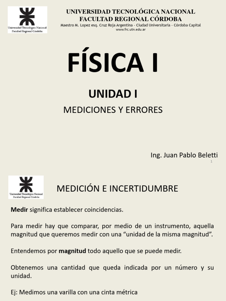 Unidad - 1 - Teoria de Errores | PDF | Exactitud y precisión | Medición