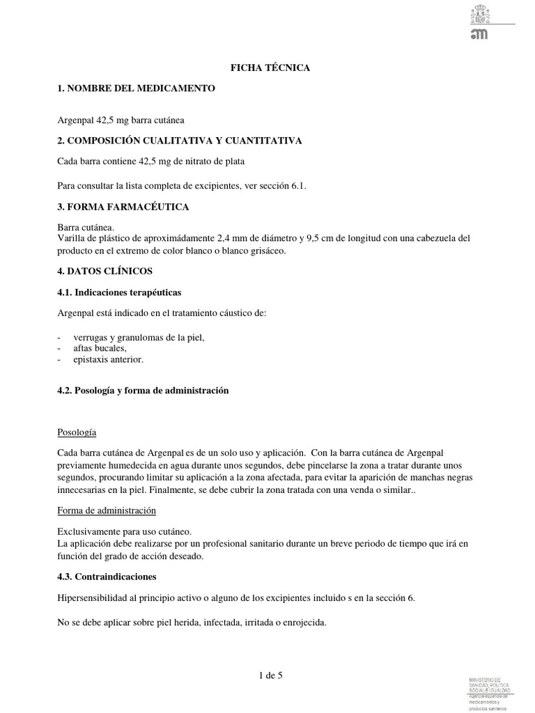 Guía de Uso de Argenpal 42,5 mg | PDF | Medicamentos con receta ...