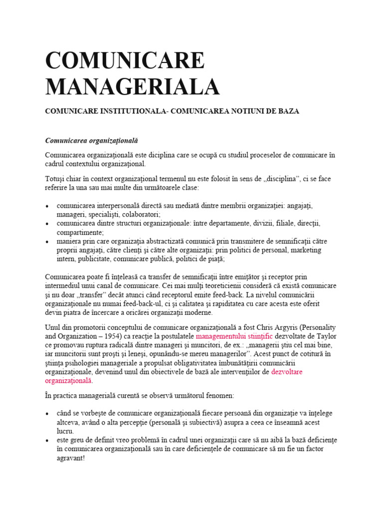 Comunicarea Managerriala | PDF