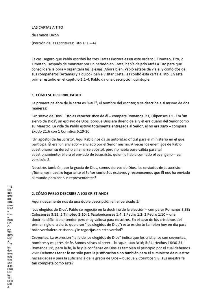 Descripción de Pablo en Tito 1:1-4 | PDF | Estudios de idiomas ...